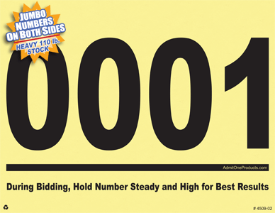 Jumbo Numbered Auction Bid Cards - 4 Digits from Admit One Products ...