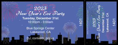 New Year's Cityscape Medium Full Color Ticket - Custom Pricing