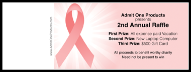 Breast Cancer Pink Ribbon Full Color Raffle Ticket with Text - Custom ...