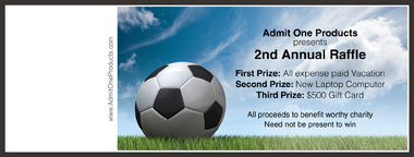 Soccer Full Color Raffle Ticket with Text - Custom Pricing