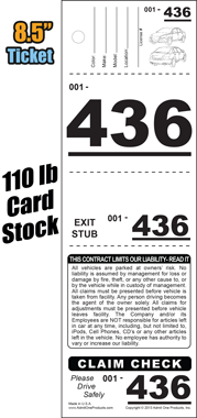 Vehicle Front 436 - 4 Part Valet Tickets - Quantity Discounts
