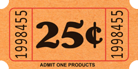 1" x 2" 25 Cent Roll Tickets from Admit One Products - Event Ticket ...