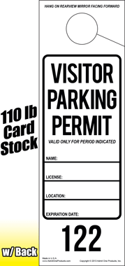 2-3/4" x 8-1/2" Paper Parking Hang Tags - Visitor from Admit One ...