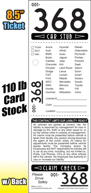 Retro 368 - 3 Part Valet Tickets - Quantity Discounts